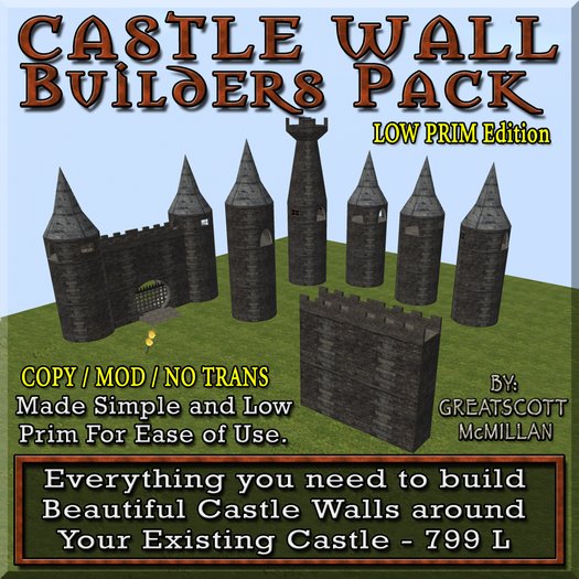 Second Life Marketplace - CASTLE WALL BUILDERS PACK - LOW Prim Edition ...