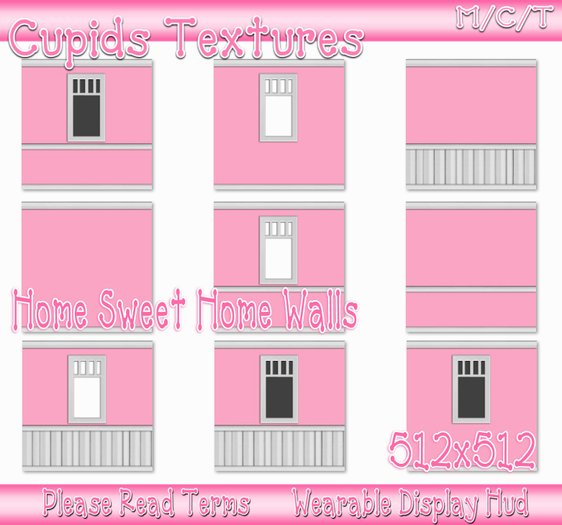 Second Life Marketplace - 9 HOME SWEET HOME WALLS PINK Textures