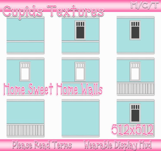 Second Life Marketplace - 9 HOME SWEET HOME WALLS AQUA Textures