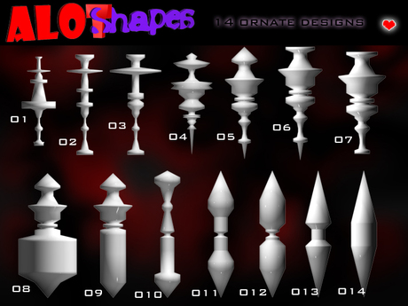 Second Life Marketplace - FULLPERM / 14 Ornate Shapes + Sculpt Maps