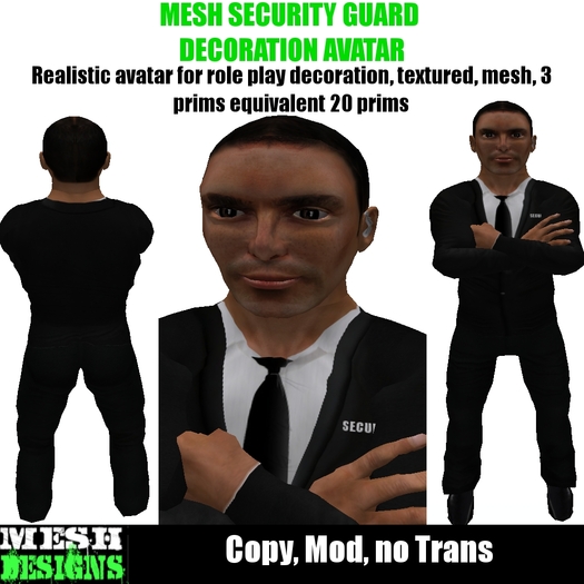 Second Life Marketplace - Mesh male avatar security guard
