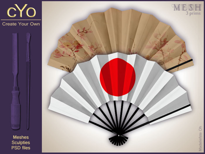 Second Life Marketplace - cYo Japanese Kabuki hand fan, full perms mesh ...