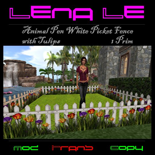 Second Life Marketplace - Animal Pen White Picket Fence with Tulips