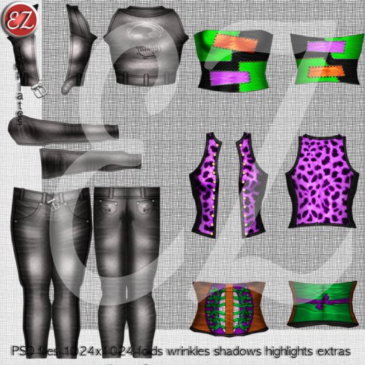 Second Life Marketplace - EZ templates - SKULLY outfit top corset vest ...