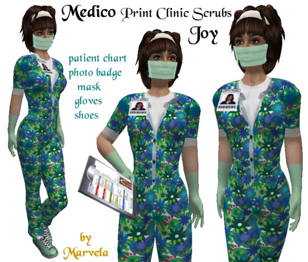 Second Life Marketplace - ! "Medico" Print Clinic Scrubs Joy