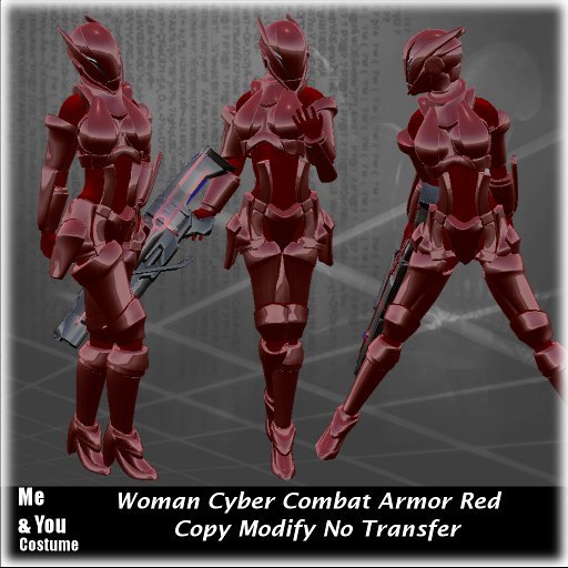 Second Life Marketplace - ***Me & You Costume Woman Cyber Combat Armor Red