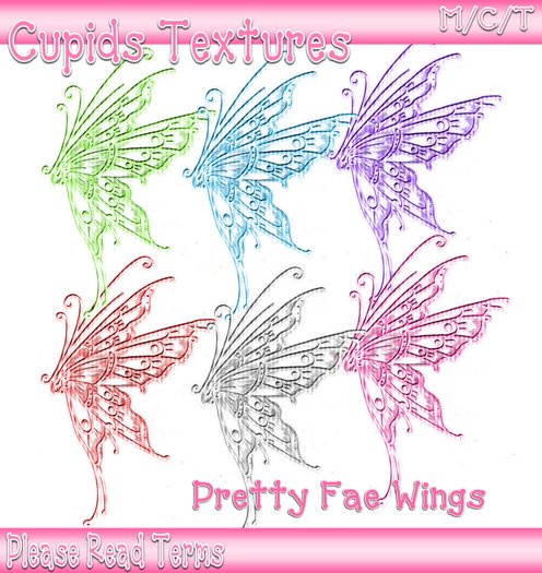 Second Life Marketplace - 6 Pretty Fae Wings Textures on Alpha