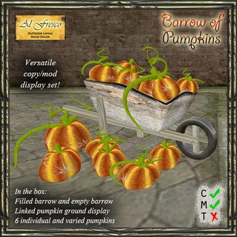 Second Life Marketplace - Al Fresco Fantasy Halloween Pumpkin Barrow ...