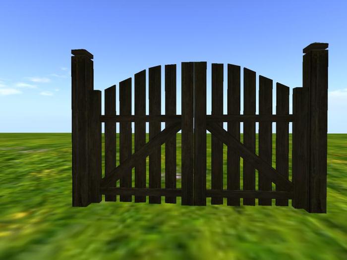 Second Life Marketplace - Round Topped Gates with Posts : Wood (One of ...