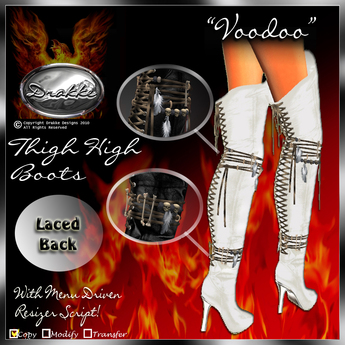 Second Life Marketplace - !Drakke! "Voodoo" Thigh High Boots (White ...