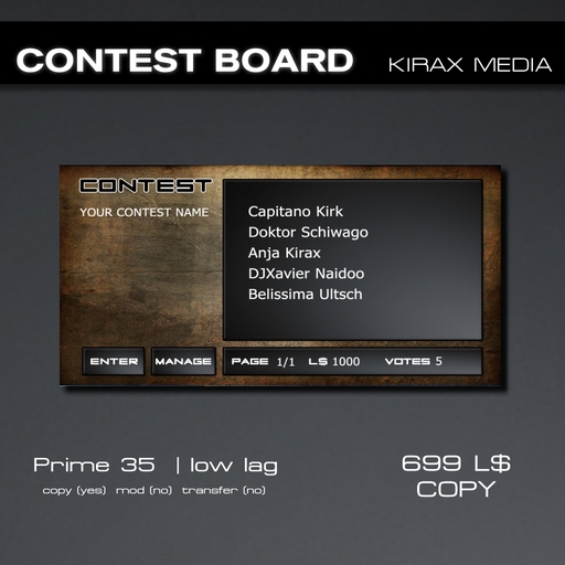 Second Life Marketplace - Contest Board wood no transfer