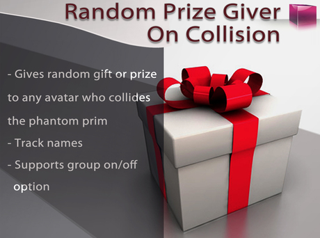 Second Life Marketplace - Random Prize Giver on Collision - Script