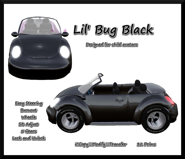 Second Life Marketplace - Lil Bug Black - For Child Avatars