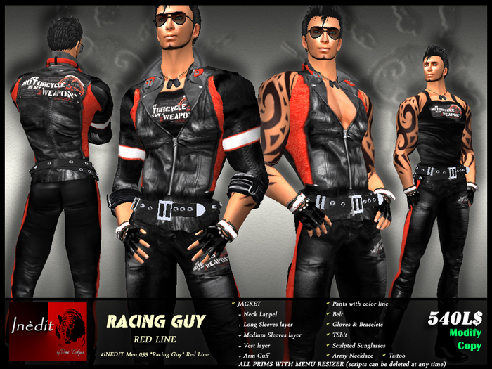 Second Life Marketplace - iNEDIT-Men055 *Racing Guy* Red Line