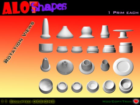 Second Life Marketplace - ♥ 11 Sculpted Bowls - 1 PRIM EACH