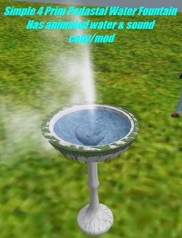Second Life Marketplace - Simple 4 Prim Pedastal Water Fountain with ...