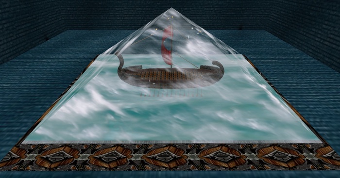 Second Life Marketplace - Battle Ship Replica in a Glass Pyramid cover