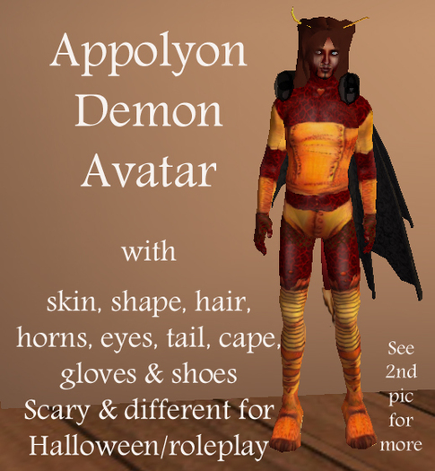 Second Life Marketplace - Appolyon Demon Avatar, skin, shape, hair ...