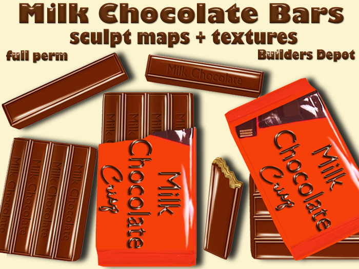 Second Life Marketplace - FULL PERM Milk Chocolate Bar Sculpt Maps ...