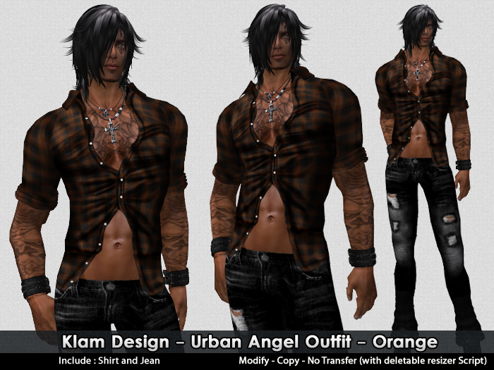 Second Life Marketplace - Klam Design - Urban Angel Outfit -Orange ...