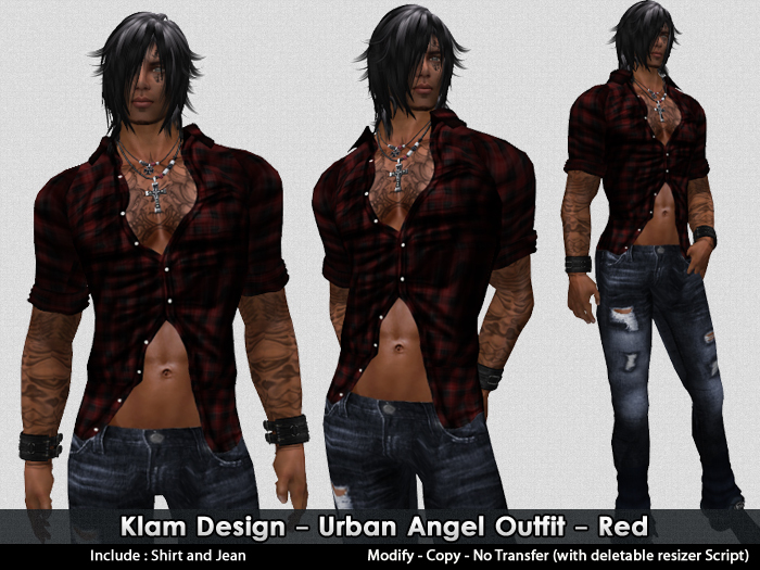 Second Life Marketplace - Klam Design - Urban Angel Outfit - Red ...