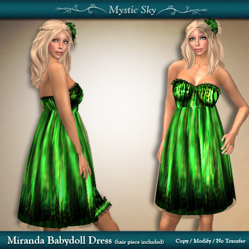 Second Life Marketplace - ~Mystic Sky~ Miranda Babydoll Dress: Green