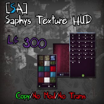 Second Life Marketplace - Saphy's Texture HUD (v5 - 2/26/10) *BOXED*