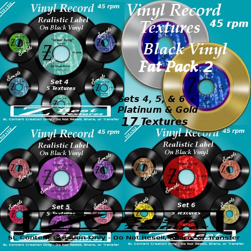 Second Life Marketplace - *Z Best Textures* Black Vinyl Records 45rpm ...