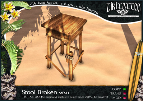 Second Life Marketplace - Tiki Tattoo - COPY - Broken Stool for Tiki ...