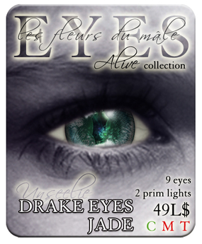 Second Life Marketplace - FDM ALIVE EYES - DRAKE - JADE - 9 eyes, 2 prims