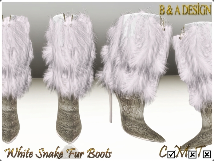 Second Life Marketplace - White Snake Fur Boots