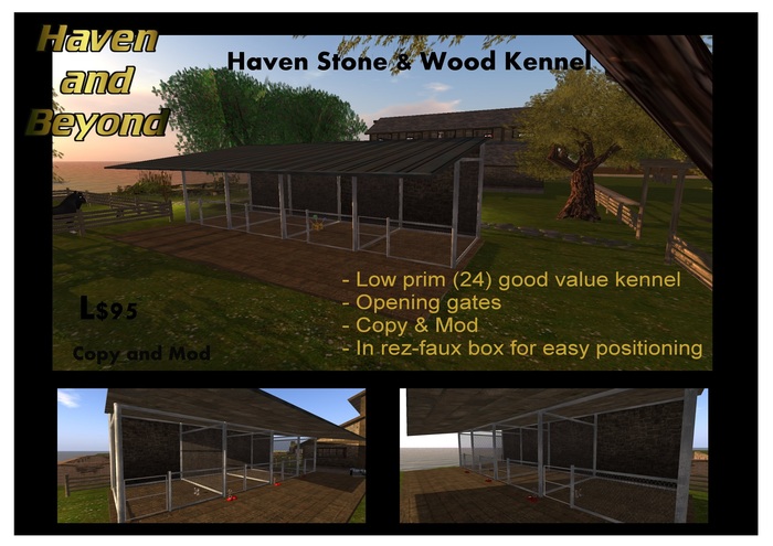 Second Life Marketplace - Haven Stone/Wood Kennel - Rez-Faux