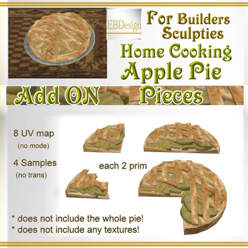 Second Life Marketplace - EBDesign - Apple & Spice - Sculpted Apple Pie ...