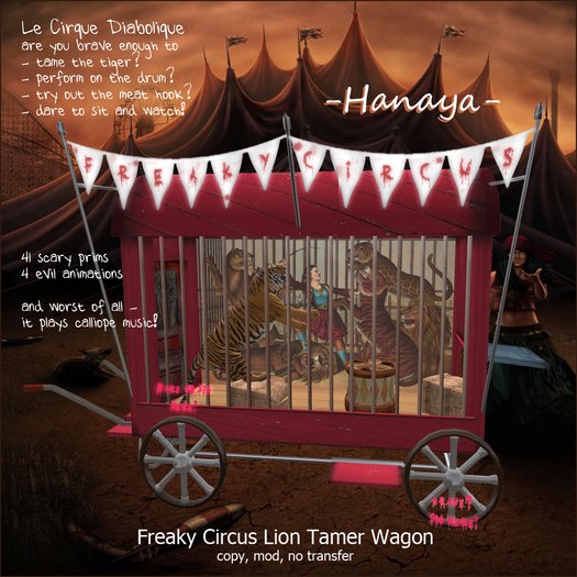 Second Life Marketplace - -Hanaya- 'Freaky Circus' Lion Tamer Wagon