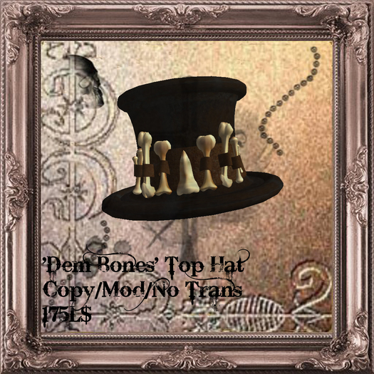 Second Life Marketplace - *HoV* Dem Bones Top Hat ~ Boxed