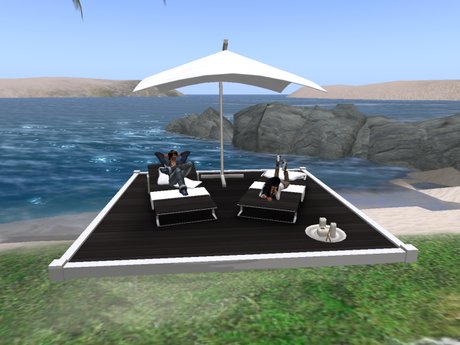 Second Life Marketplace - Beach Sun Deck/Lounger, Parasol & Terrace ...