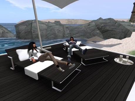 Second Life Marketplace - Beach Sun Deck/Lounger, Parasol & Terrace ...