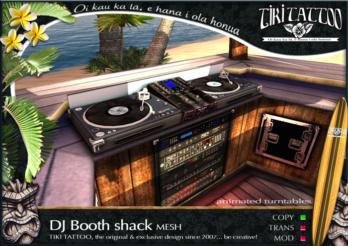Second Life Marketplace - Tiki Tattoo - COPY - DJ Booth shack - Mesh