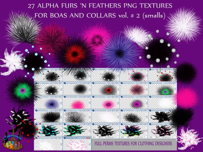 Second Life Marketplace - 27 ALPHA FEATHERS N FUR TEXTURE FOR BOAS