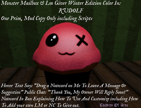 Second Life Marketplace - Rudolf Monster Cupcake Winter Edition Mailbox ...