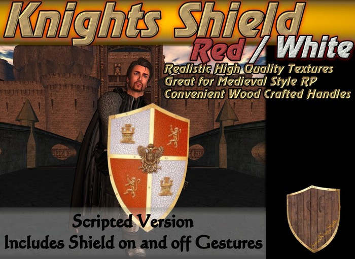 Second Life Marketplace - *ZK* Knights Shield [Red/White] - BUNDLE PACK ...