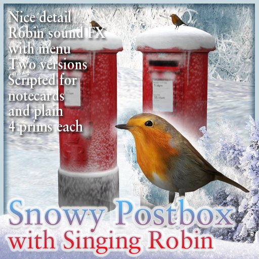 Second Life Marketplace - Snowy British Post Box/Robin - winter ...