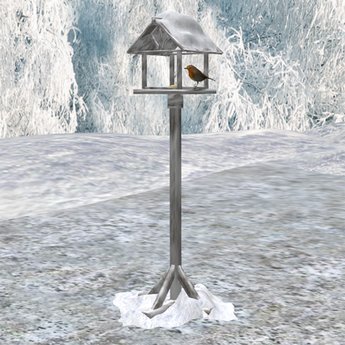 Second Life Marketplace - Snowy Bird Table with Robin - garden/snow ...