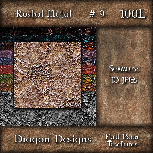 Second Life Marketplace - Dragon Designs Seamless Rusted Metal Textures - 9