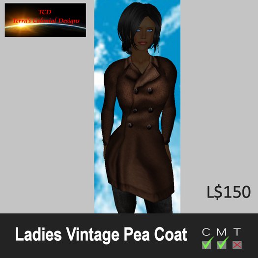 Second Life Marketplace - Ladies Vintage Pea Coat