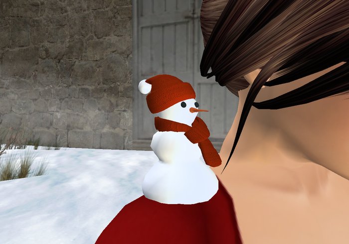 Second Life Marketplace - Emma's Shoulder Snowman: Touch Santa Hat for Snow