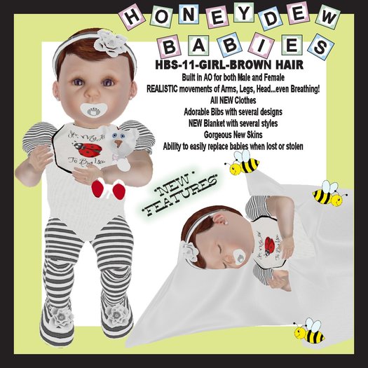 Second Life Marketplace - Newborn Honeydew Babies Prim Baby HBS-11-GIRL ...