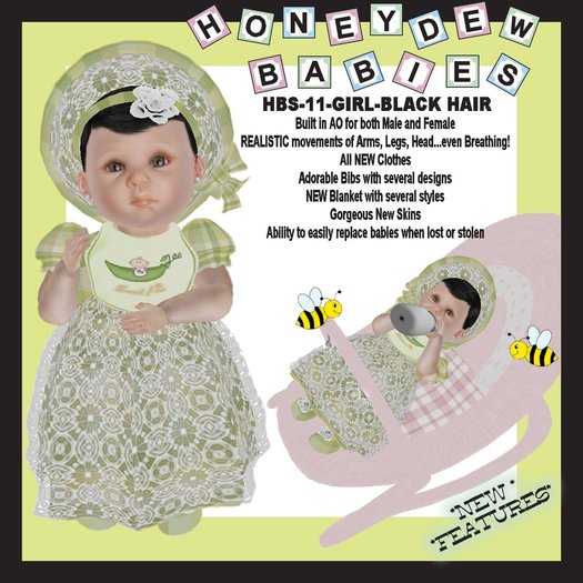 Second Life Marketplace - Newborn Honeydew Babies Prim Baby HBS-11-GIRL ...