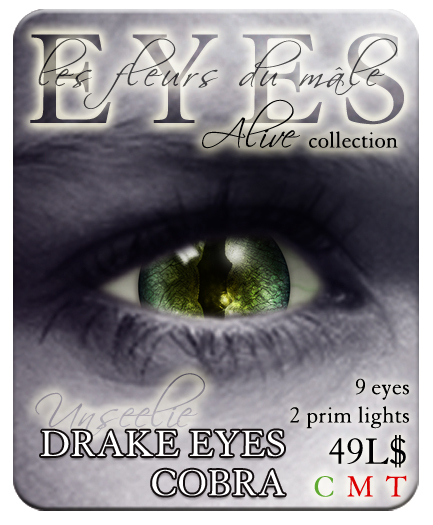 Second Life Marketplace - FDM ALIVE EYES - DRAKE - COBRA - 9 eyes, 2 prims