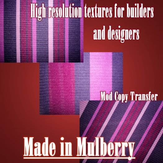 Second Life Marketplace - Made in Mulberry Textures Fabric Stripes Set 25